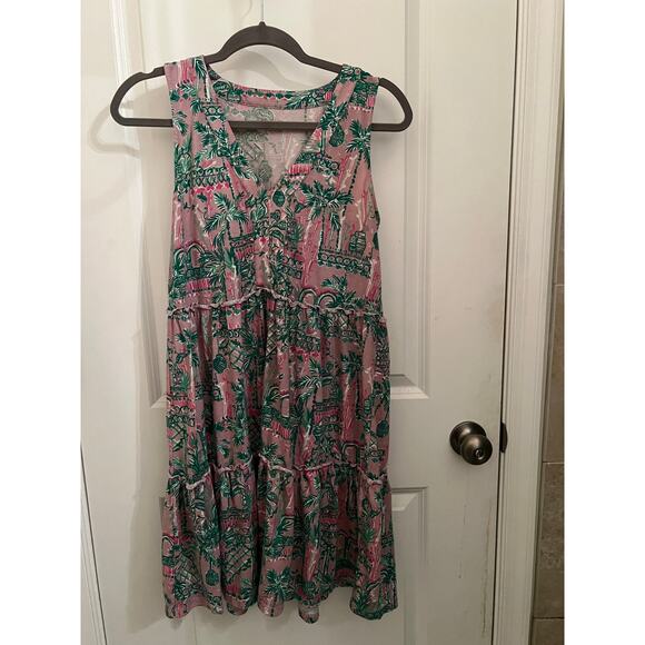 Lilly Pulitzer | Dresses | Lilly Pulitzer Lorina Print Tiered Cotton Xs Dress Beachy Summer ...